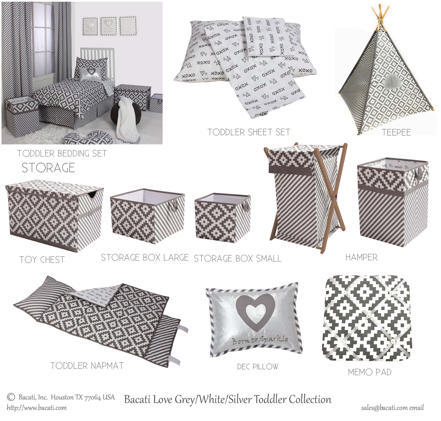 Bacati Love Unisex Arrows Embroidered Plush Blanket, Silver/Grey