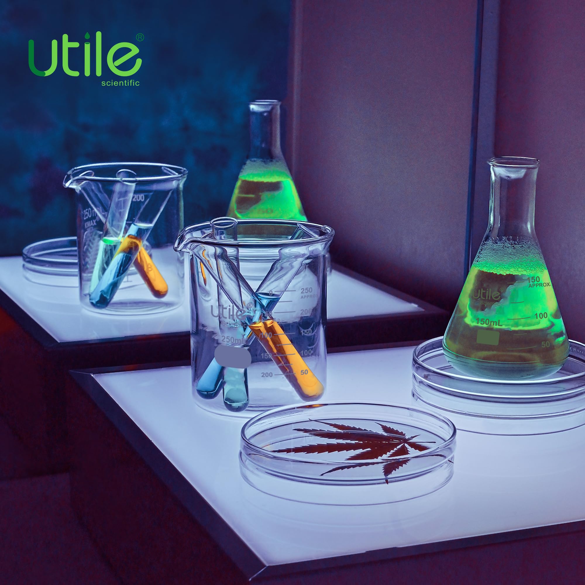 Utile 50pcs of Plain Cylindrical Glass Test Tubes, Vol.20ml, 20x150mm, Medium Borosilicate Glass Material, 4004.0135.50
