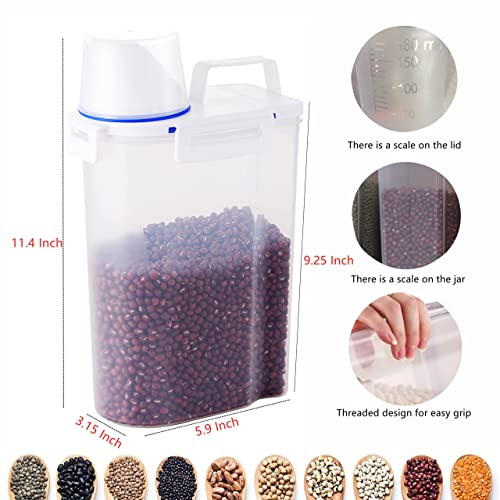 4Pack Food Storage Containers with Lids Airtight and Measuring Cup for Flour,Sugar,Grain,Rice & Baking Supply-Airtight Kitchen & Pantry Bulk Food Storage for Kitchen Organization,Clear 2.5L
