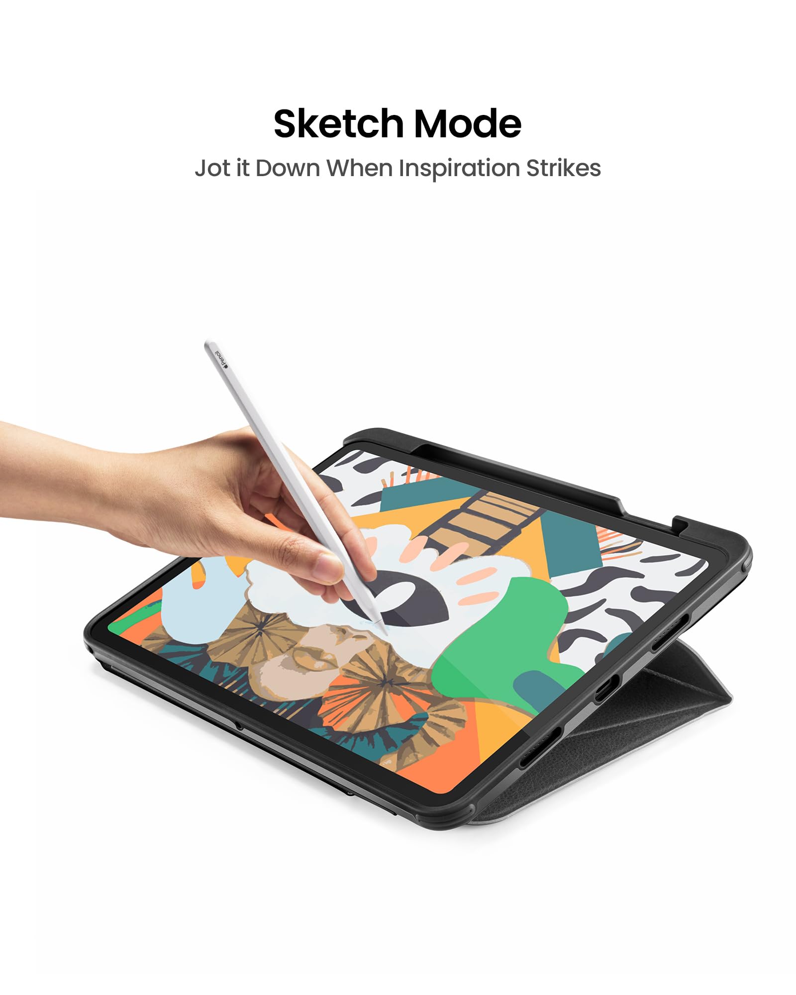 tomtoc Vertical Case for iPad Pro 11-inch 4th/3rd Gen 2021-2022, Slim Protective Anti-Bend Case with Magnetic Stand for 3 Use Modes, Support Wireless iPad Pencil Charging, Black