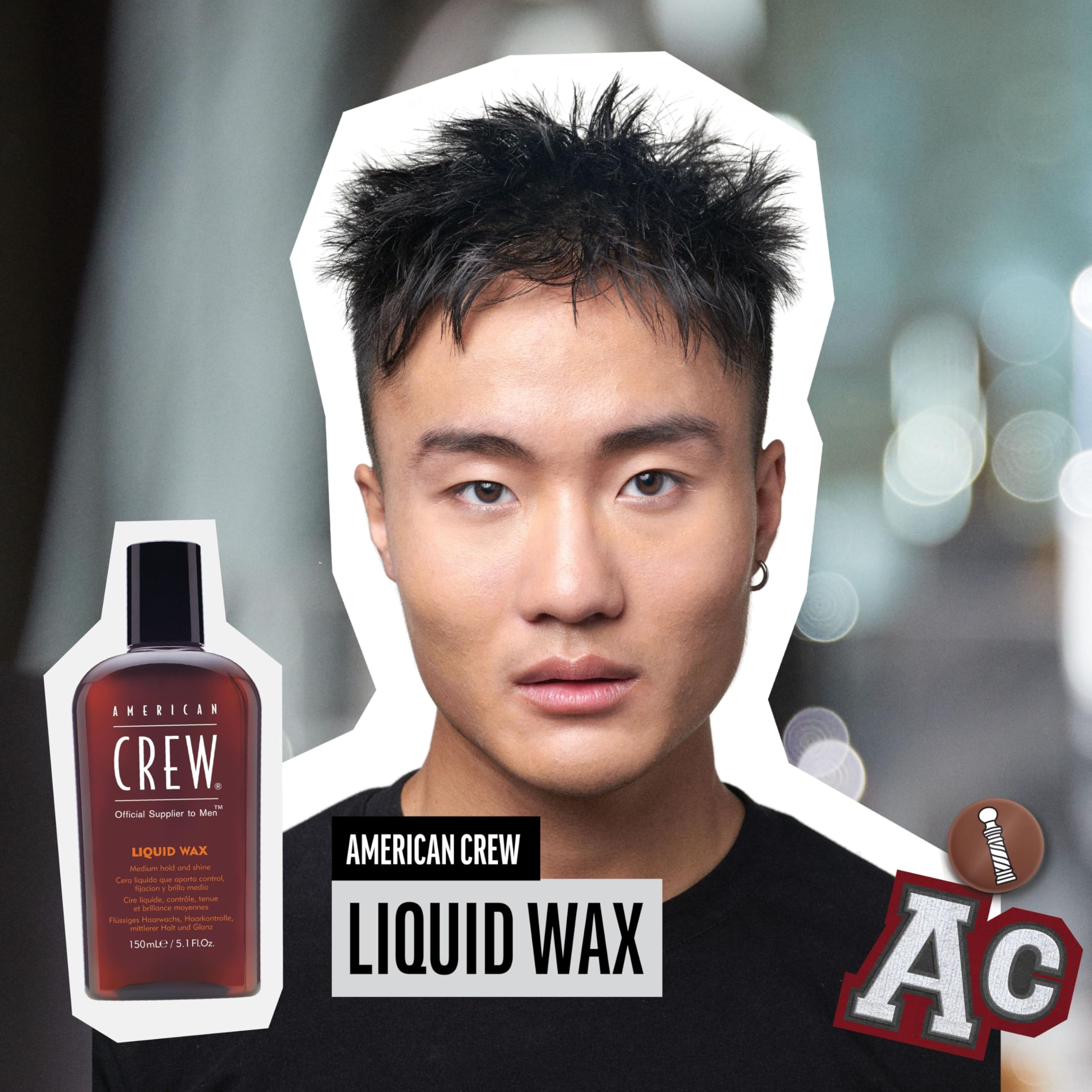American Crew Men's Hair Wax, Liquid Wax, Medium Hold with Medium Shine, 5.1 Fl Oz