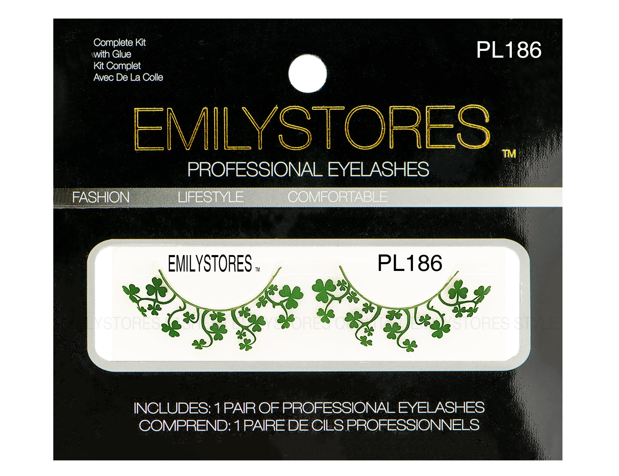 EMILYSTORES Green Lashes Shamrock 3D Clover Leaves Leprechauns For St. Patrick's Day Masquerade Halloween Costume Eyelashes 1 Pair