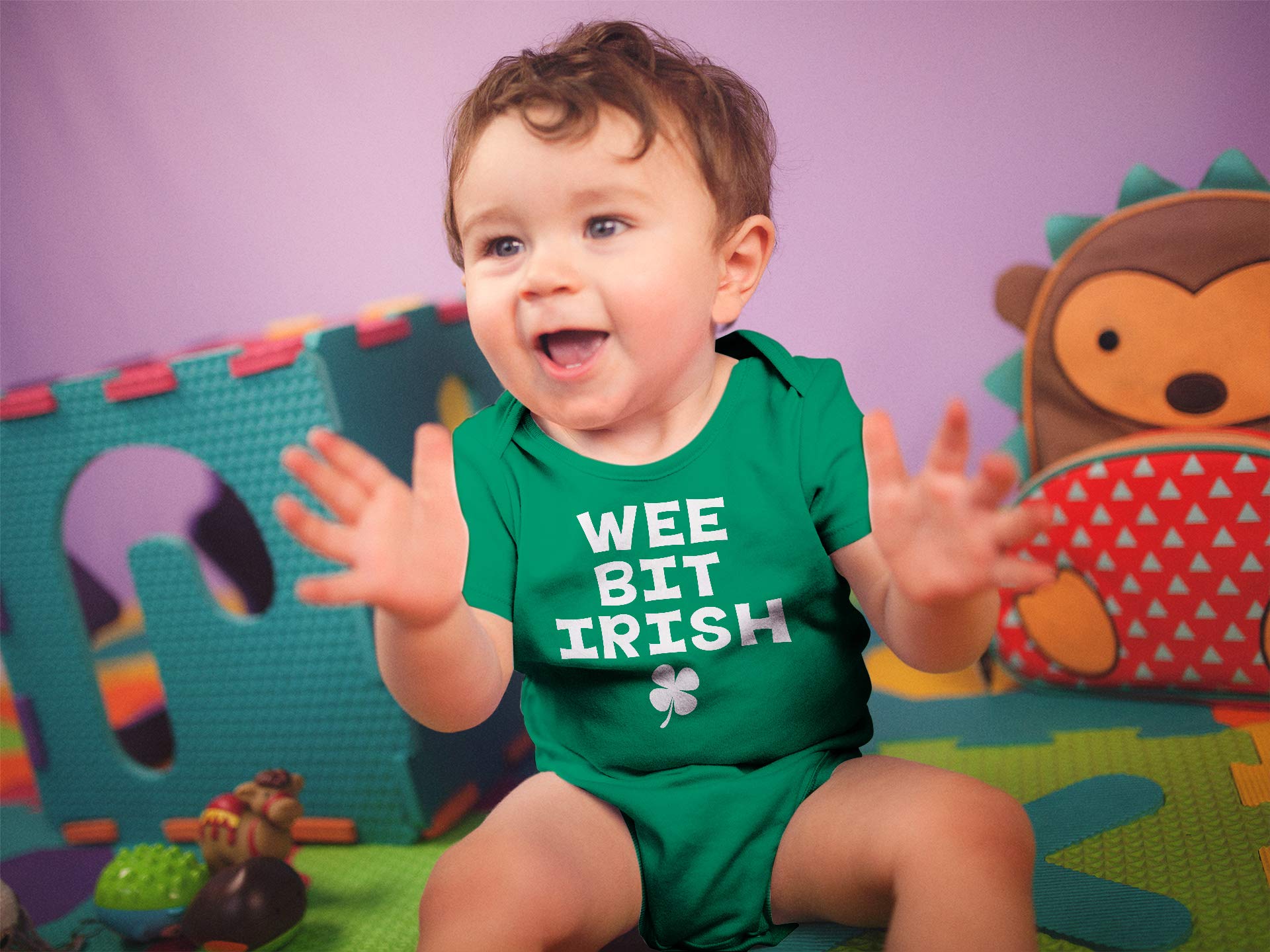 St Patricks Day Baby Onesie - Wee Bit Irish Funny Irish Baby Infant Shirt - Kelly-6M