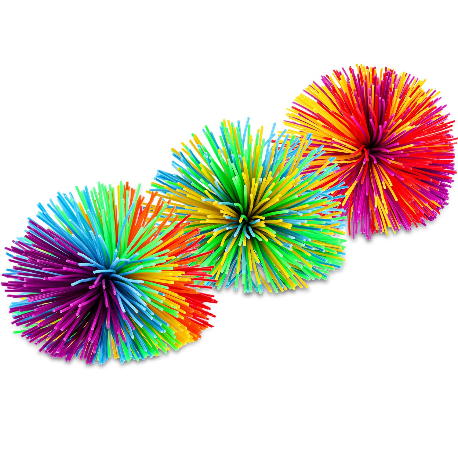 8 Pieces Monkey Stringy Balls Sensory Fidget Stringy Balls Soft Rainbow Pom Bouncy Stress Balls with Storage Bag, Multicolor (2.75 Inch 8 Pieces)