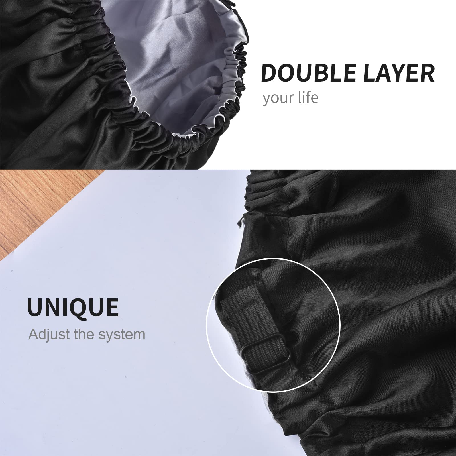 2 PSC Satin Bonnet Hair Bonnet for Sleeping Large Satin Bonnet for Women Silk Bonnet for Adjustable Natural Hair Double-Layer Black Leopard Long Hair Cap Hat for Night Sleeping Sleep Cap