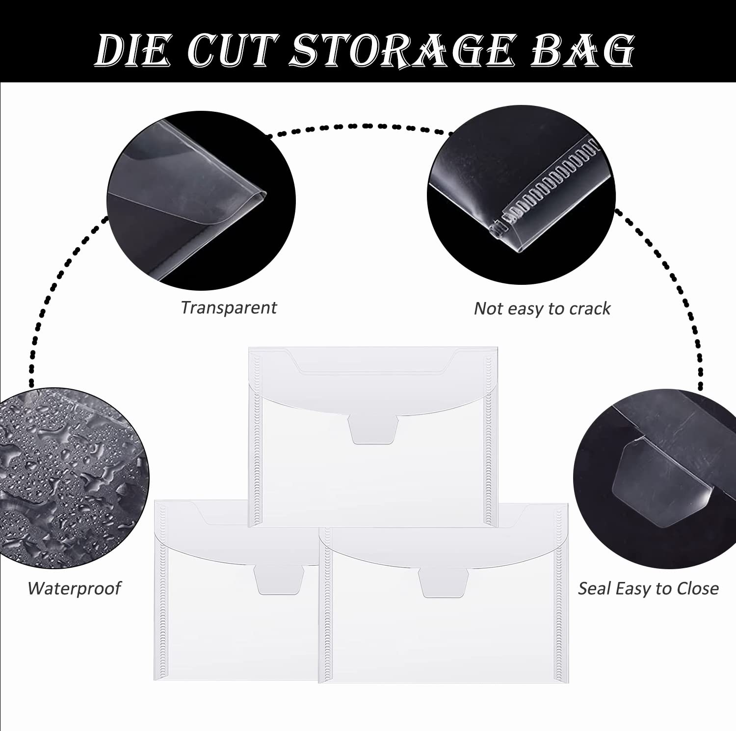 50 Pieces Clear Stamp and Die Storage Bag Pockets with Label Stickers Envelopes Scrapbooking Storage Cutting Dies Stencil Organizer for Card Making, Clear Stamp Storage(5.5x7.5 Inch)