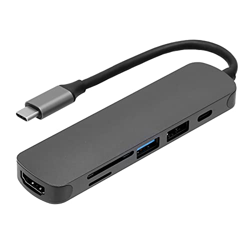 USB Adapter, USB C Hub 6 in 1 Type-C Adapter 4K x2K 3840 x 2160 Resolution USB 3.0 5Gbps USB 2.0 480Mbps Docking Station Adapter for Lenovo