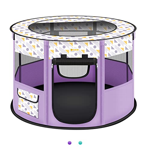TASDISE Portable Pet Playpen, Foldable Dog Playpen, Exercise Kennel Tent for Puppy, Dog, Cat, Rabbit, Great for Indoor Outdoor Travel Use,Come with Free Carrying Case