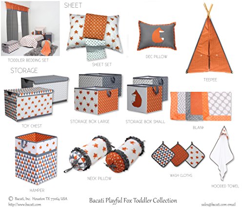 Bacati Triangles 2 Piece Crib Fitted Sheet, Orange/Grey (PFOG2CFS1)