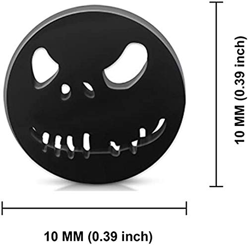2 Pairs Set Halloween Stud Stainless Steel Jack Skellington Cut-Out Round Circle Button Stud Piercing Jewelry with Jack Skellington Face Post Earrings Add Horror Halloween Atmosphere for Men Unisex(A)