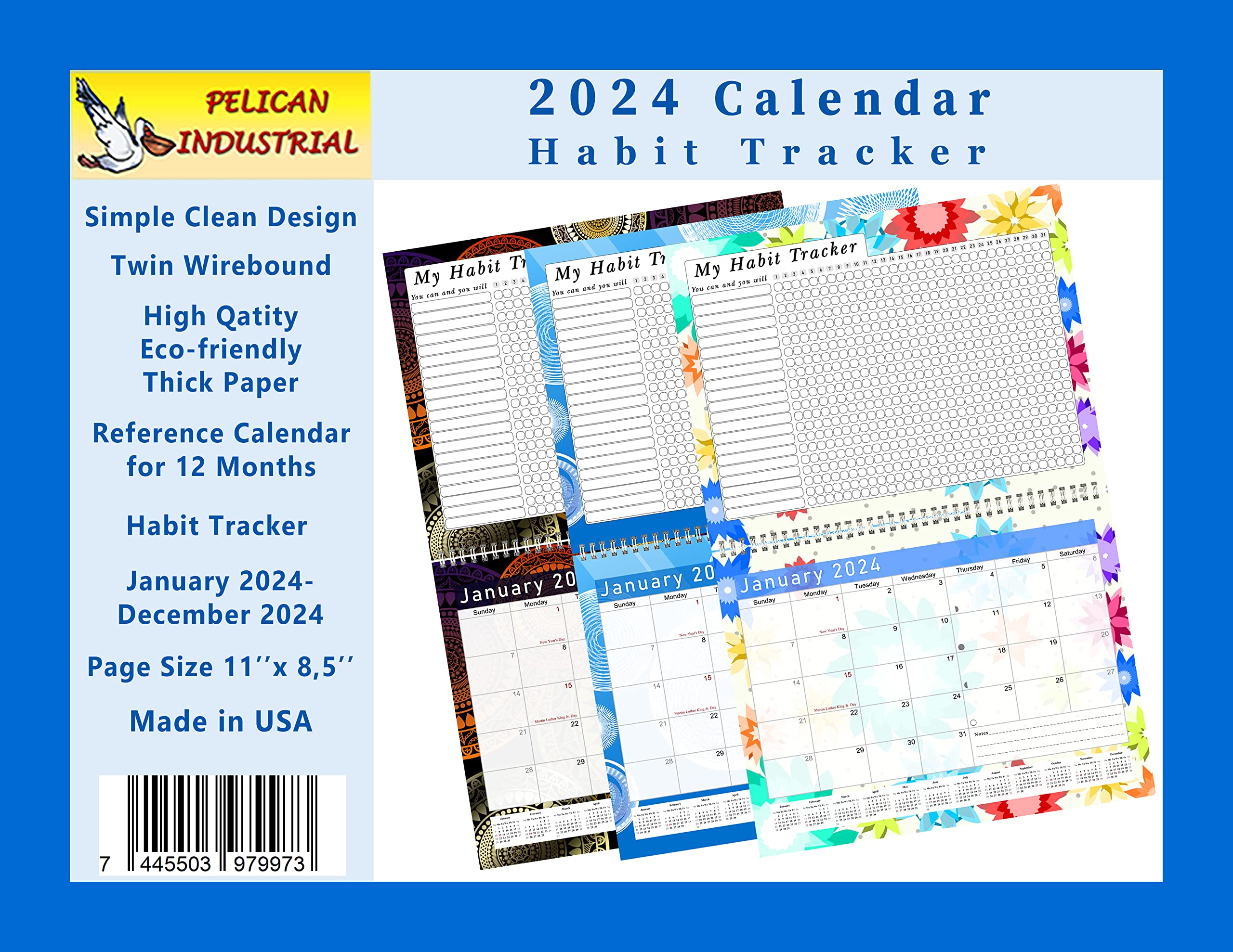2024 Monthly Desktop/Wall Calendar/Planner - Habit Tracker - Daily, Weekly & Monthly Goal Motivational Habit Tracking Journal Inspirational - (Edition #06)