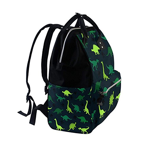 Backpack Diaper Bag Green Animal Dinosaur Womens Travel Bag Mens Laptop Bags (15.7"x11"x7", as Color)…