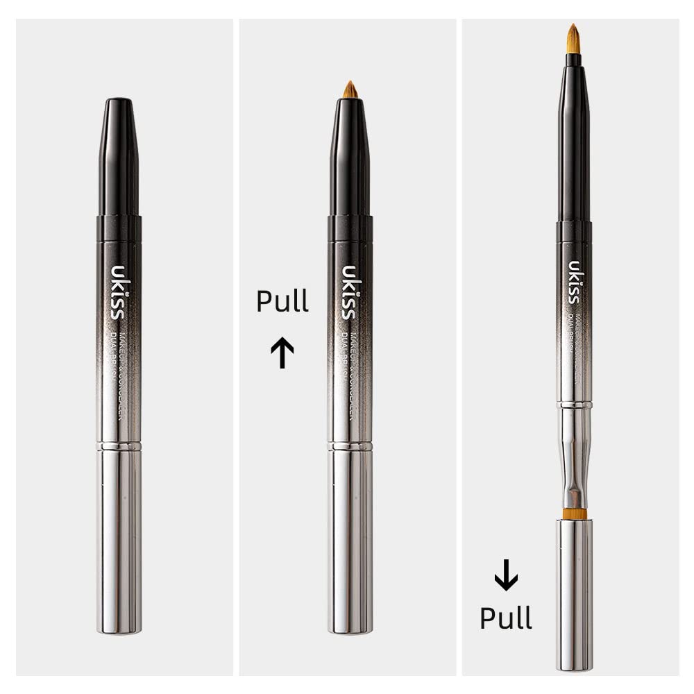 4 Pieces Gradient Retractable Lip Brush Lipstick Eyeshadow Foundation Makeup Brush, Lip Concealer Brush, Portable Dual End Travel Brush Tool with Cap for Lipstick Gloss Smear