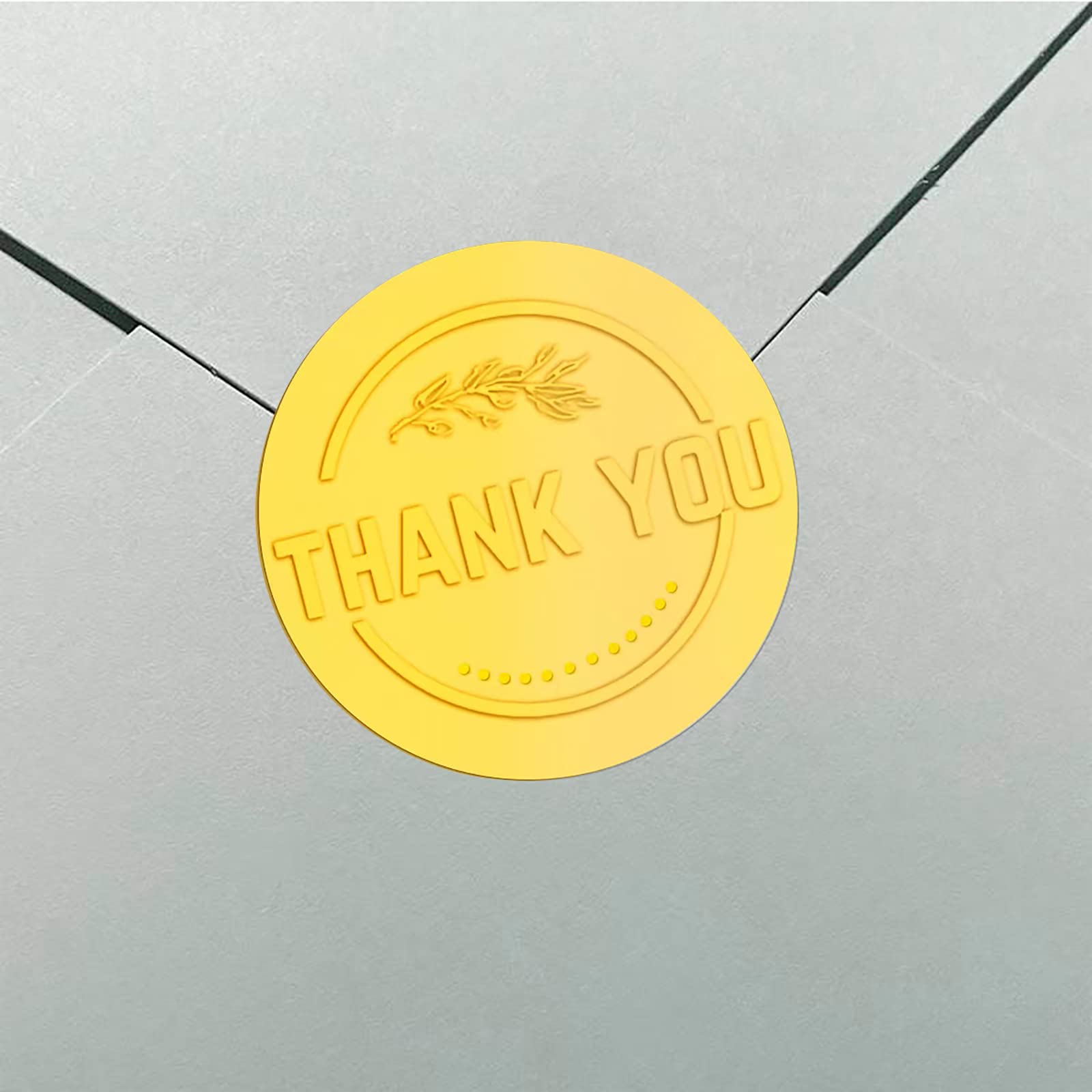 1inch Round Thank You Self Adhesive Gold Foil Embossed Stickers, Decorative Sealing Stickers for Envelope Seals, Decoration, Gifts, Packaging, 500 Labels Per Roll, 1 roll