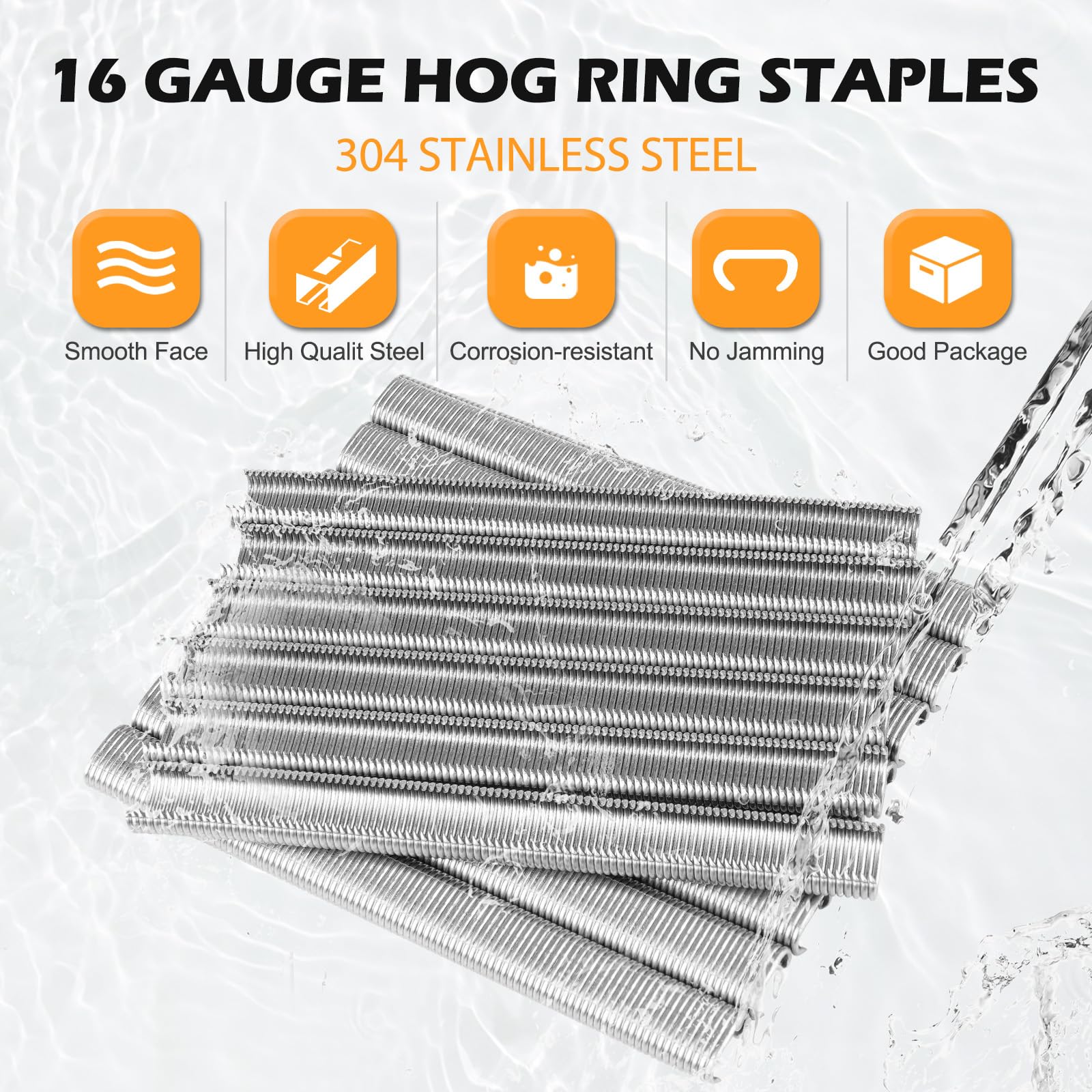 KIMSING SC760 16 Gauge 5/8'' Crown Stainless Steel C Ring Staples C-Rings Hog Rings, Wire Fencing Staples, Fasteners for C Ring Stapler, Hog Ring Tool, C Ring Plier, 1000 PCS/Pack