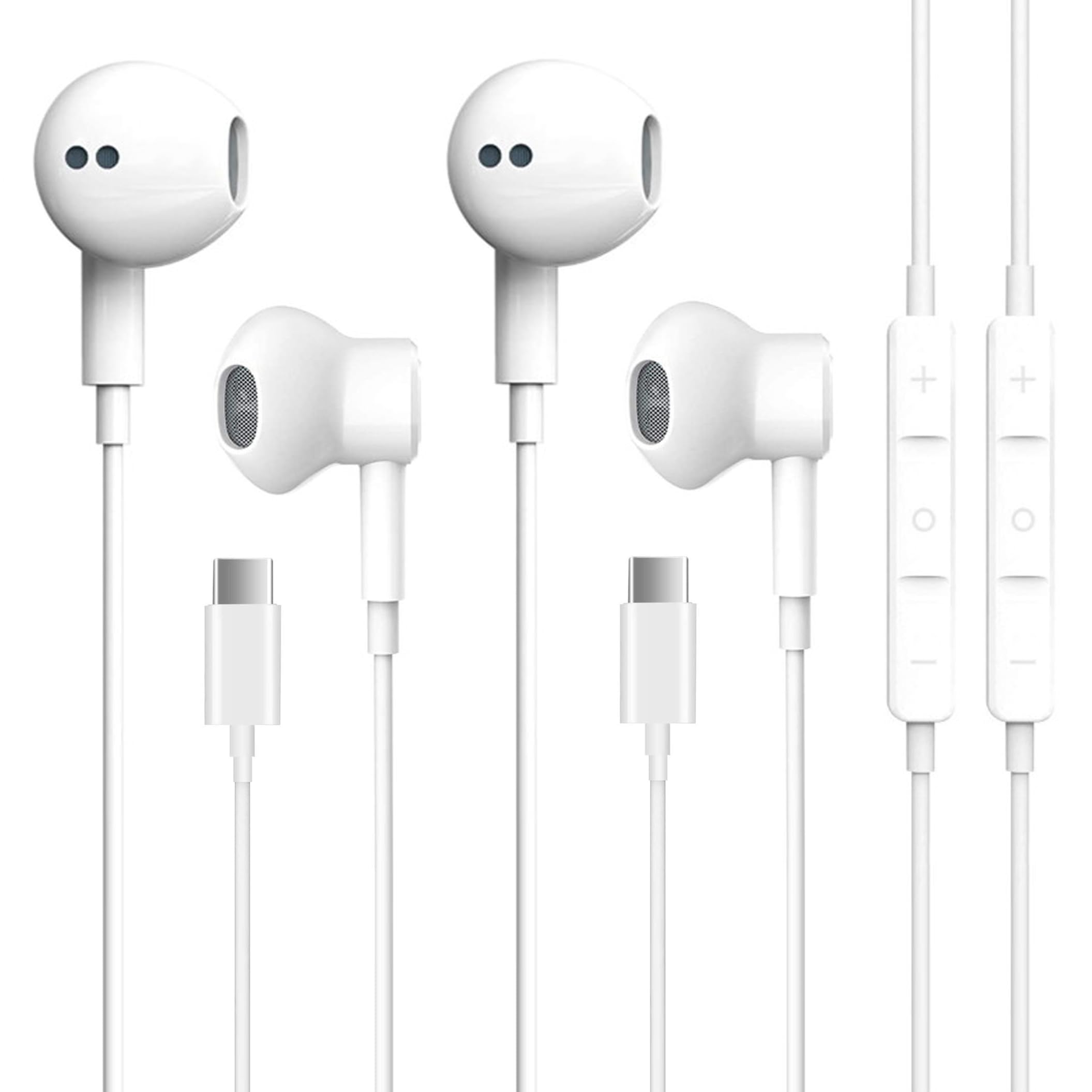 2 Pack USB C Headphones,Type C in-Ear Earbuds with Microphone & Remote Noise Cancelling in-Ear Headset Control for iPhone 15 Pro Samsung Galaxy S23/S22/S21/S20, Note 20, Google Pixel 7/6/6a/5/4