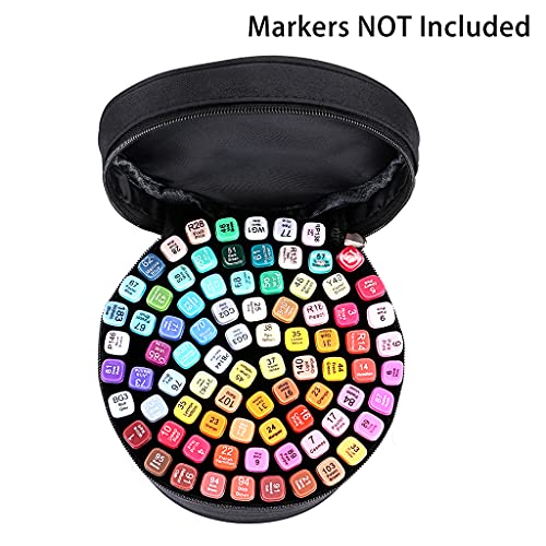 BTSKY Multifunction Marker Case - Zippered Canvas Pen Bag Pencil Case Stationary Storage for 80 Markers, Black (NO Compartments Inside)