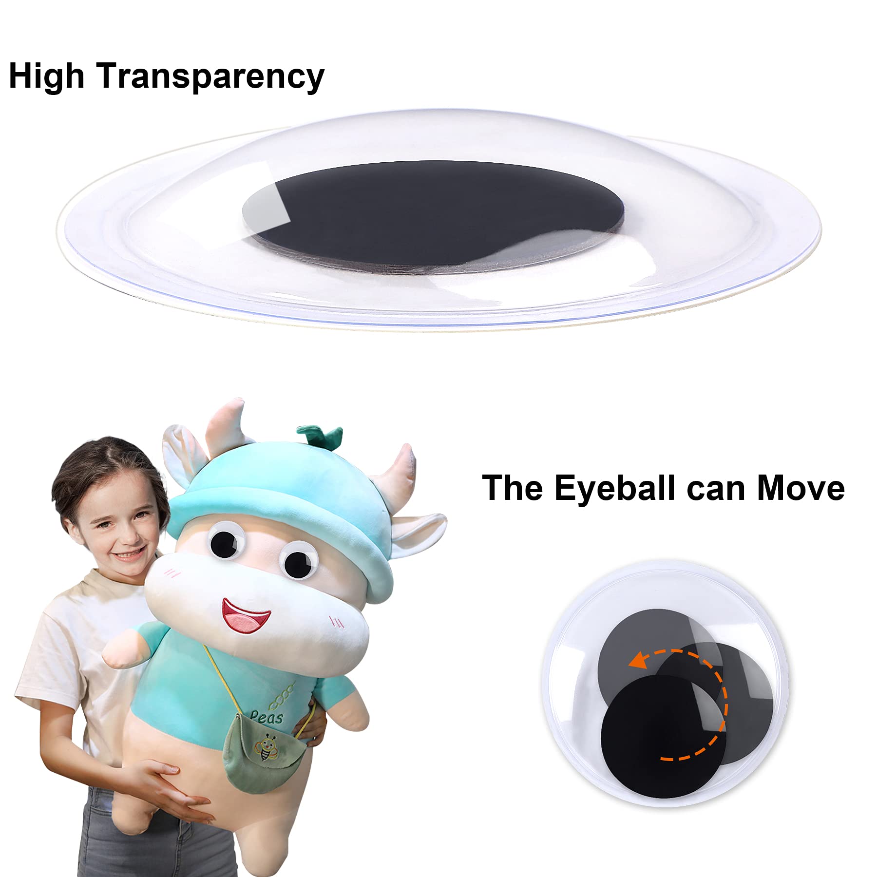 6 Pieces Googly Google Eyes Self Adhesive Googlie Craft Wiggle Eyes (2 Inches 3 Inches 4 Inches)