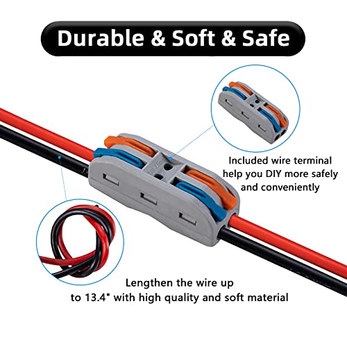 2 Packs Power Wheel Adapter for Dewalt 20V Battery with Fuse & Wire terminals, Work with for Dewalt 20V DCB205 DCB206 DCB200 Lithium Battery; Power Connector for Rc Car, 14AWG Robotics, DIY use