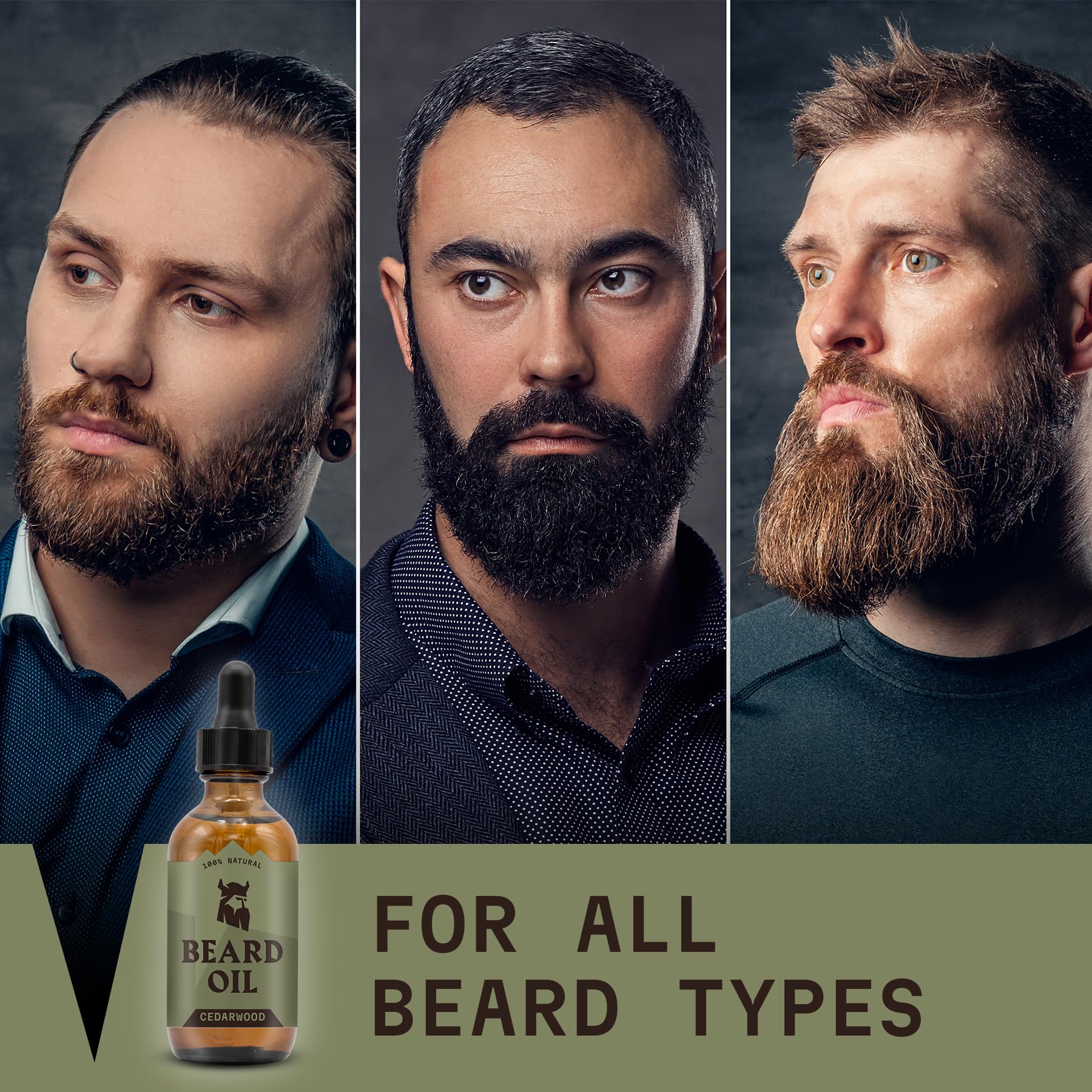 Striking Viking Cedarwood Beard Oil, Large 2 Oz - Natural Formula with Tea Tree, Argan & Jojoba Blend - Softens, Smooths & Strengthens Beard - Scented Oil for Men