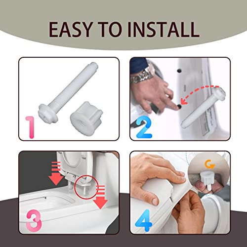 2Pack Toilet Seat Screws Replacement Universal White Plastic Toilet Seat Hinge Bolt Screw for Fixing the Top Toilet Seat, White