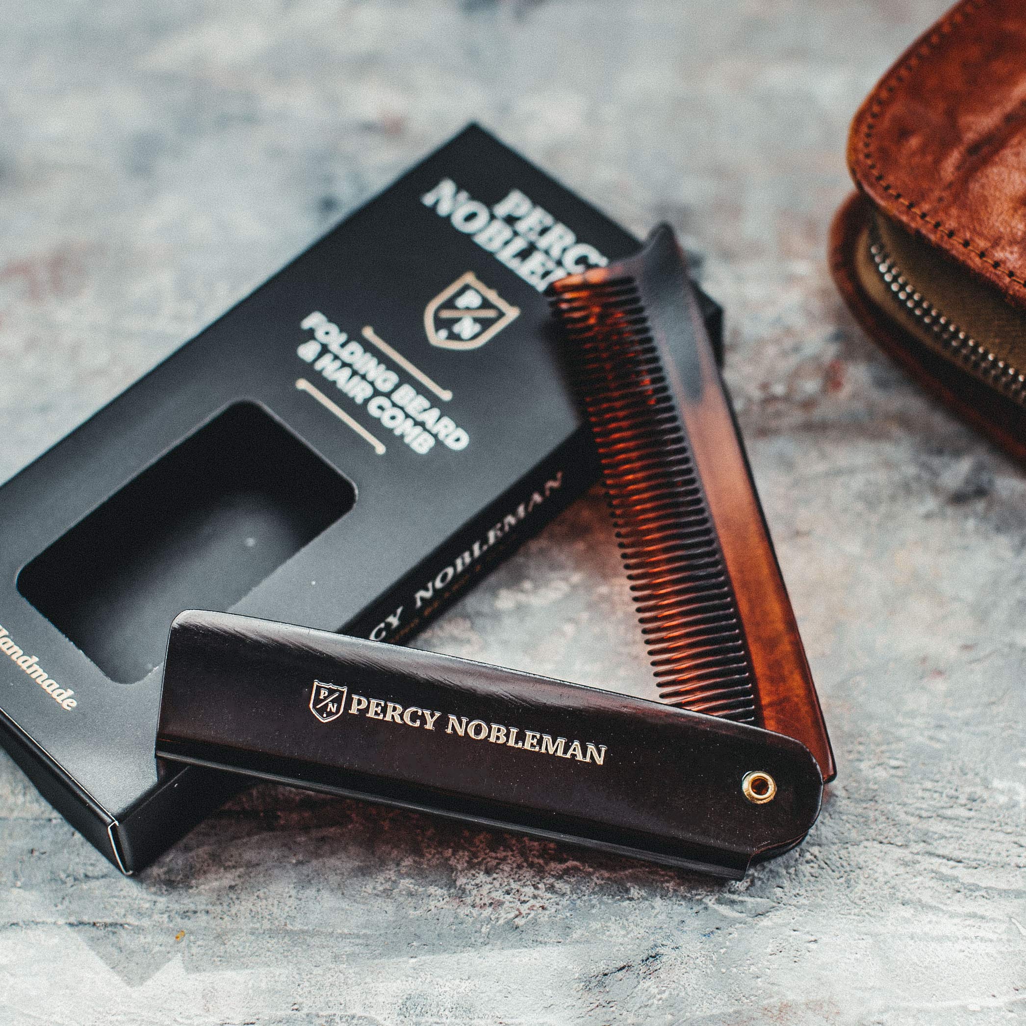 Acetate Folding Beard & Hair Comb by Percy Nobleman, Ideal for use on Beards & Hair.