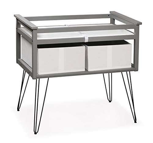 Badger Basket Contempo Convertible Changing Table for Infants and Babies - Includes Two Baskets, Gray/White