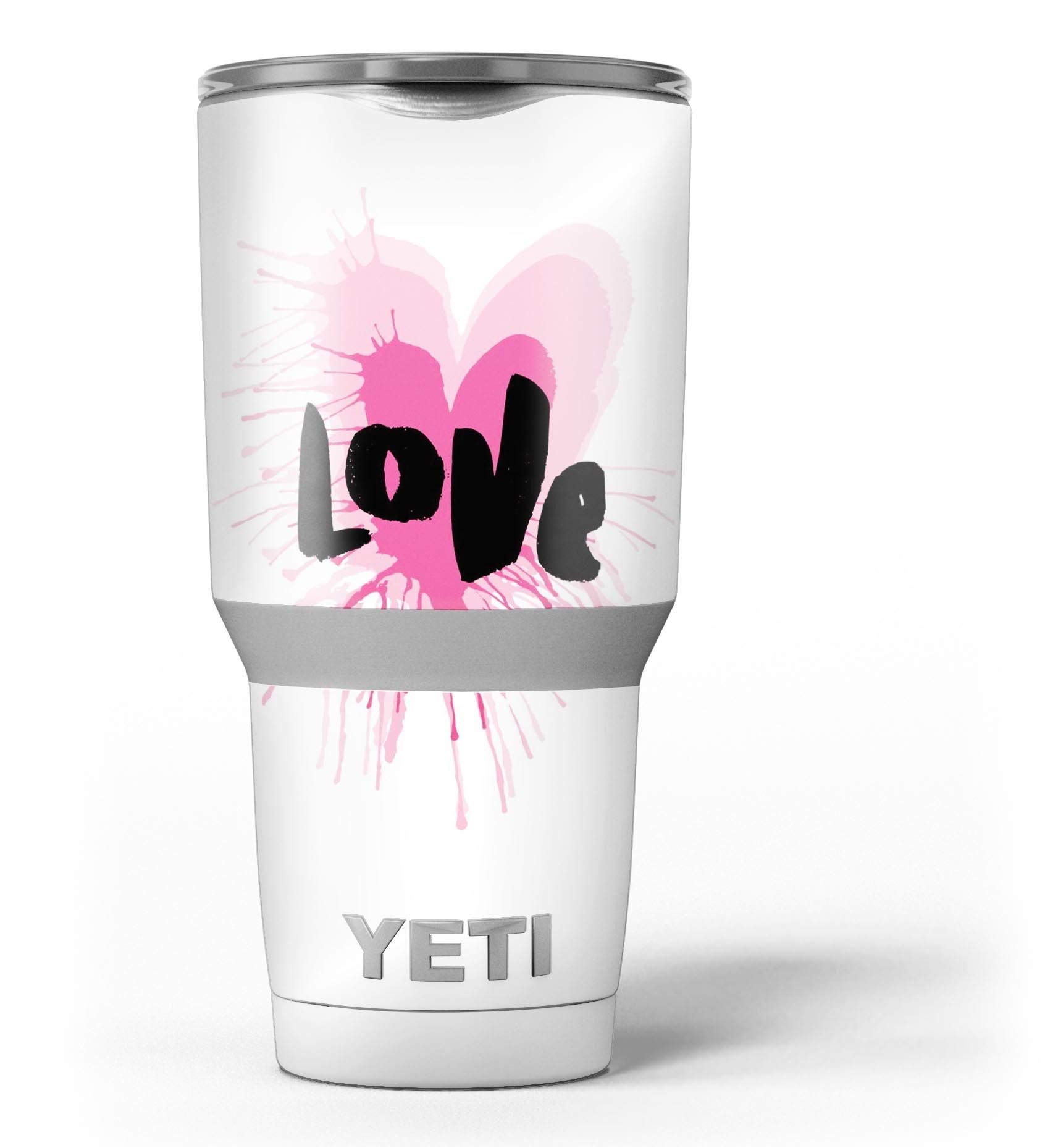 Design Skinz Splattered Pink Love - Skin Decal Vinyl Wrap Kit Compatible with The Yeti Rambler Cooler Tumbler Cups