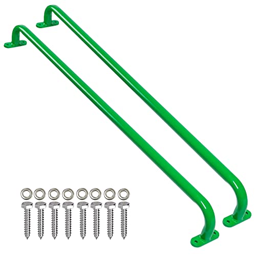 Purife 37'' Playhouse Ladder Handle (1 Pair), Metal Green Playground Safety Handle, Swing Set Grab Handles, Playset Kids Handle Bar, Hand Grip for Treehouse, Jungle Gym, Rock Climbing Wall - 500LBS