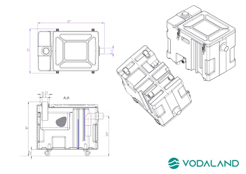 Vodaland - Industrial Grease Trap Intercepter - HDPE with roll Away Wheels, Sediment Trap, and Quick Release Valve.
