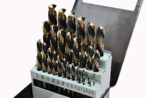 29PC Left Hand Industrial Black & Gold Drill Bit Set 135 degree split Point