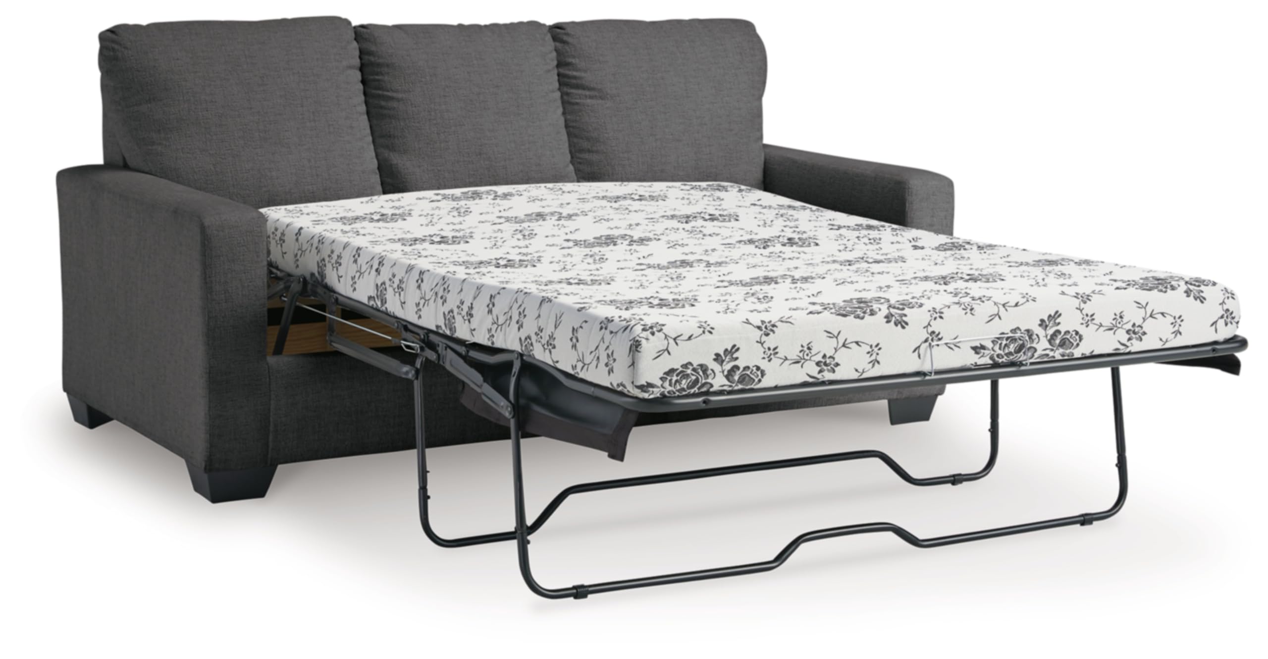 Signature Design by Ashley Rannis Casual 2-in-1 Sofa Sleeper with Folding Gel Memory Foam Mattress, Full, Gray