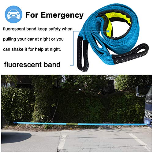 Voilamart Tow Strap Recovery with Hooks 2” x 20ft 17,600LBS Break Strength Towing Strap,Reflective Strip,Pair of Gloves,Storage Bag for Road Recovery Towing Rope Cable Winch Strap,Tree Saver