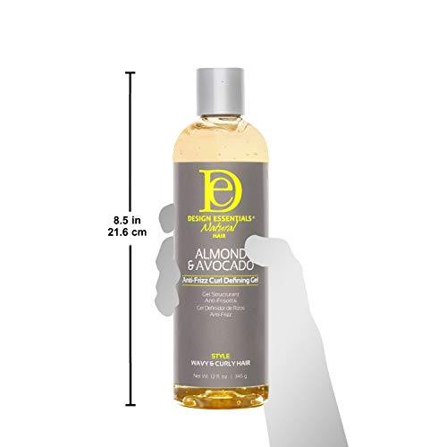 Design Essentials Natural Almond & Avocado Anti-frizz Curl Defining Gel, white, 12 Fl Oz