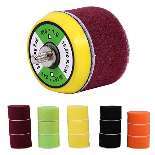 Buffing Polishing Pads, 16pcs 2" Sponge Buffing Pads for Car Foam Drill, Drill Buffer Attachment for Waxing, Polishing, Sealing Glaze, Air Sander Car Polisher Thread-M6X1