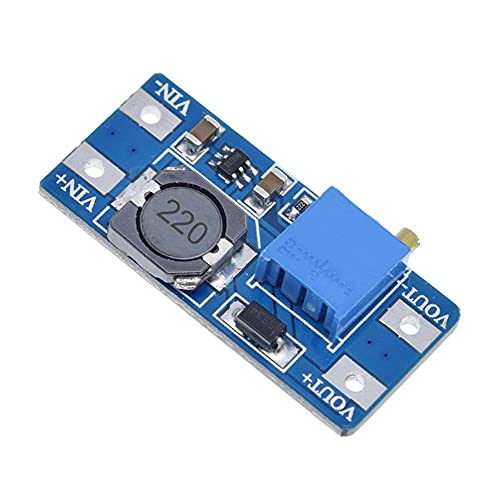 DAOKI 5 Pcs DC-DC Boost Converter MT3608 2V-24V to 5V-28V 2A Adjustable Voltage Regulator Step Up Power Supply Module for Arduino with 24AWG Wire