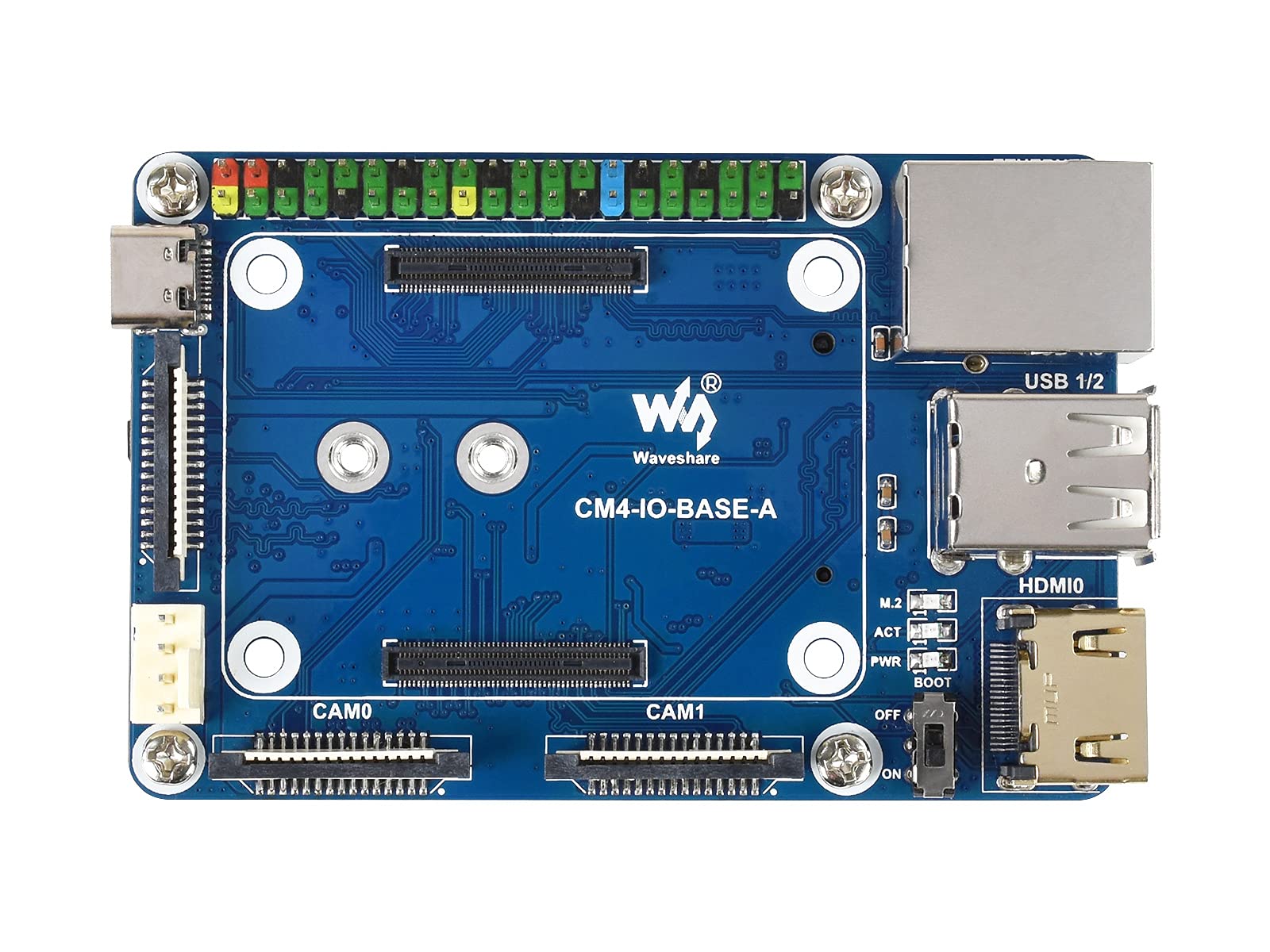Mini Base Board for Raspberry Pi Compute Module 4 Lite/EMMC Series Module, with Standard CM4 Socket and Color-Coded Raspberry Pi 40PIN GPIO Header, for Evaluating CM4 or Integrated into End Product