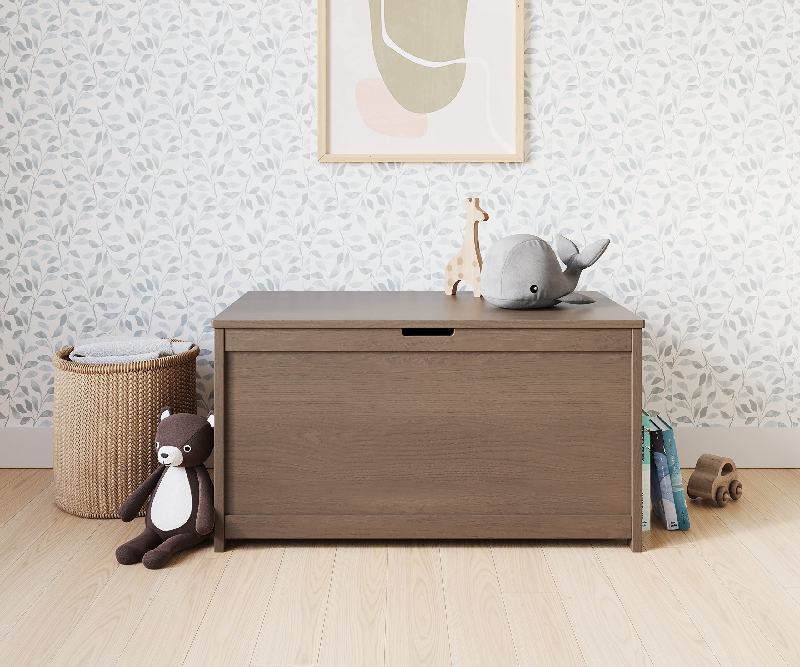 Child Craft Harmony 33” Wood Toy Box, Large Storage Chest, Plenty of Storage, 2 Safety Hinges, Standard Ventilation Hole on Back, 6 Cubic Feet of Storage (Dusty Heather)
