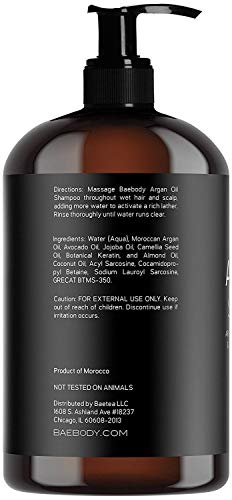Baebody Moroccan Argan Oil Shampoo for Dry Hair - Moisturizing Formula for Women and Men, Hydrating and Sulfate-Free, 16 fl oz