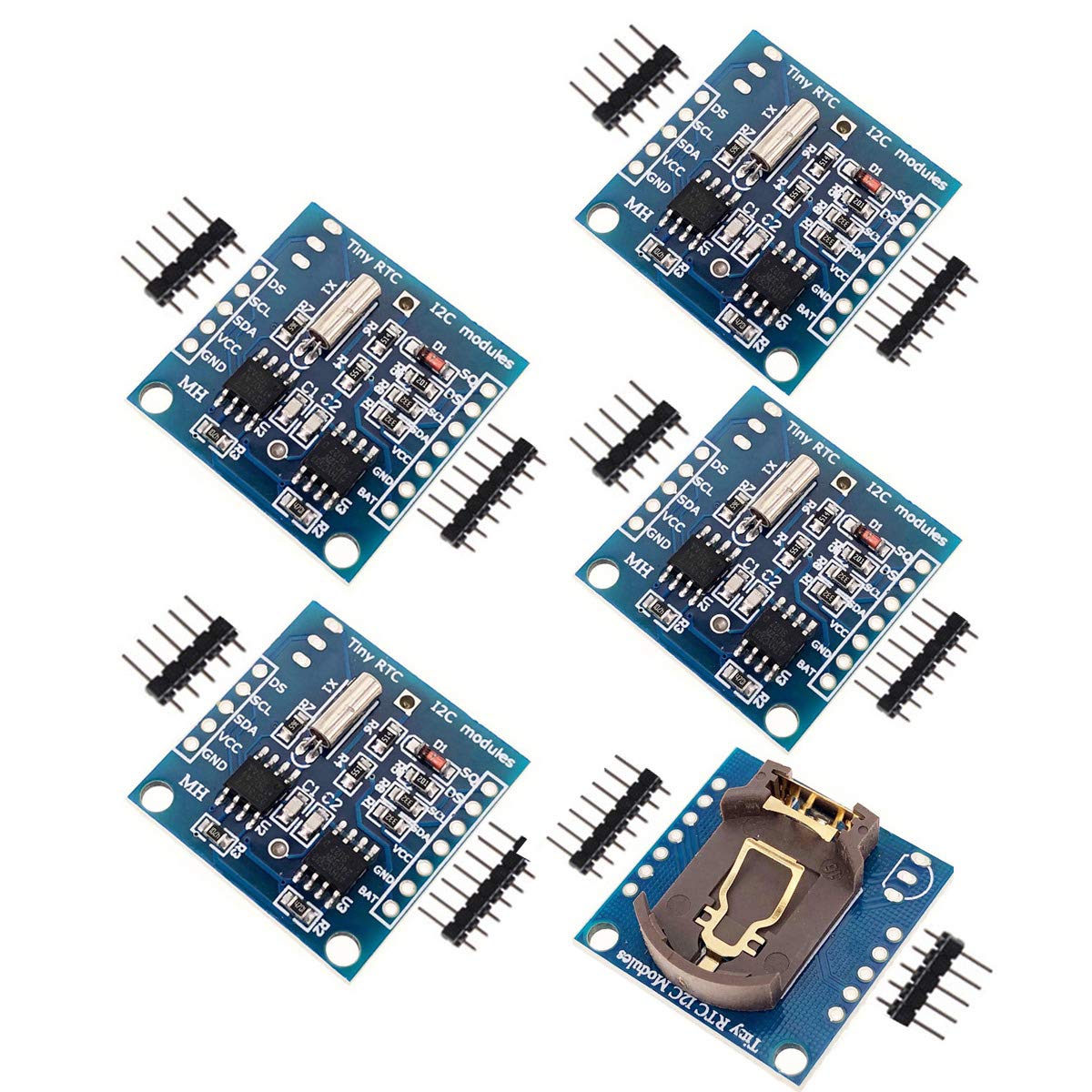 DAOKI 5Pcs RTC I2C Module Arduino I2C RTC DS1307 AT24C32 Real Time Clock Module 24C32 Memory High Precision for AVR ARM PIC SMD Compatible with Arduino with 60 Pin