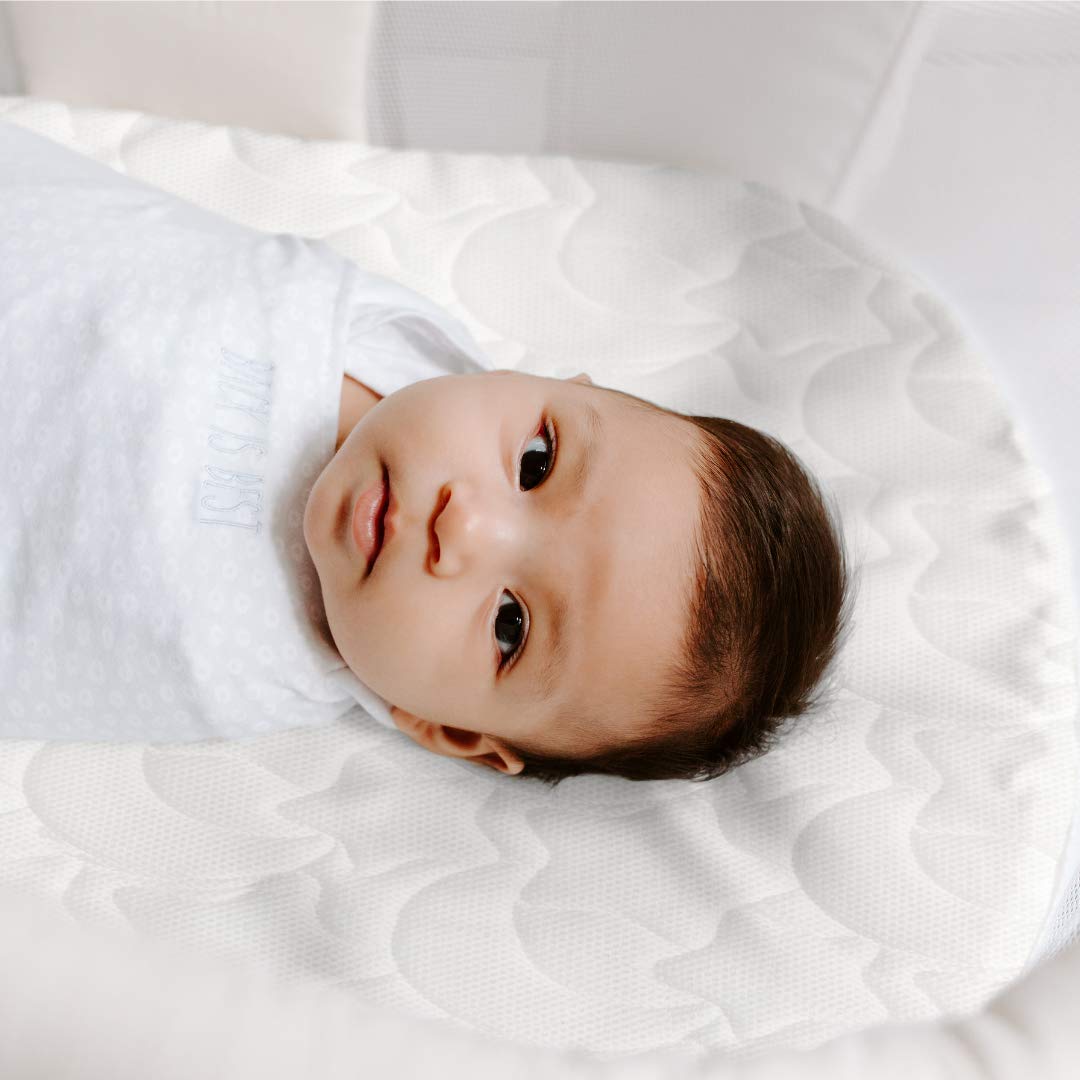 HALO DreamWeave Breathable Mesh BassiNest Mattress Replacement Pad and HALO BassiNest Fitted Sheet Pebble, Bundle