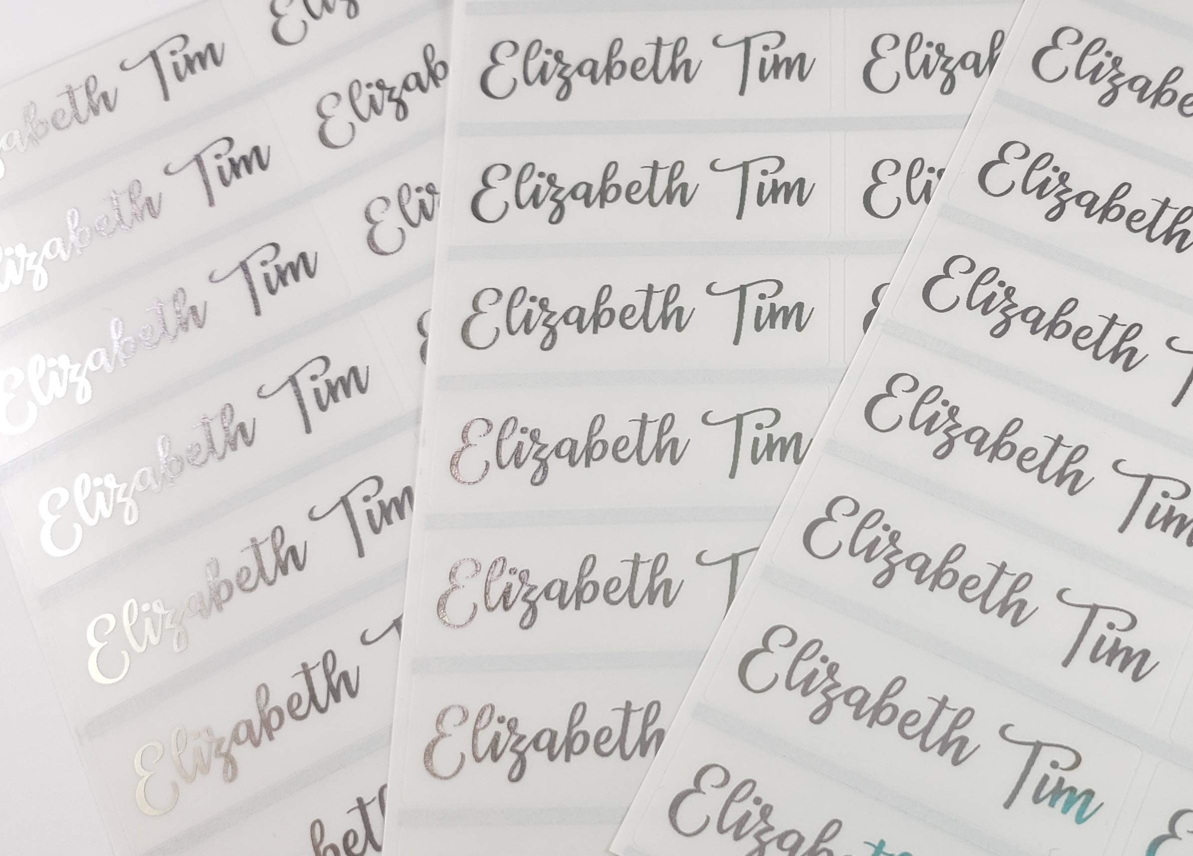 48 Long SILVER INK on Clear Transparent Waterproof Name Stickers- Daycare Labels- School Labels- Long Rectangle Labels Hanprinting