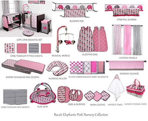 Bacati - Elephants Pink/Grey Elephants Mini Changing Pad Cover