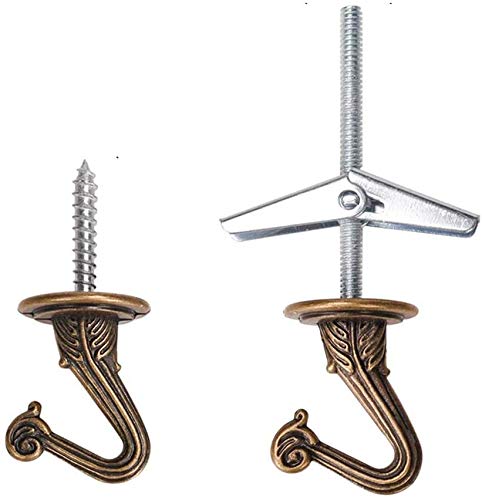 QMseller 4Sets Metal Ceiling Hooks, Heavy Duty Swag Ceiling Hooks with Hardware for Hanging Plants/Chandeliers/Wind Chimes/Ornament (Bronze Color)