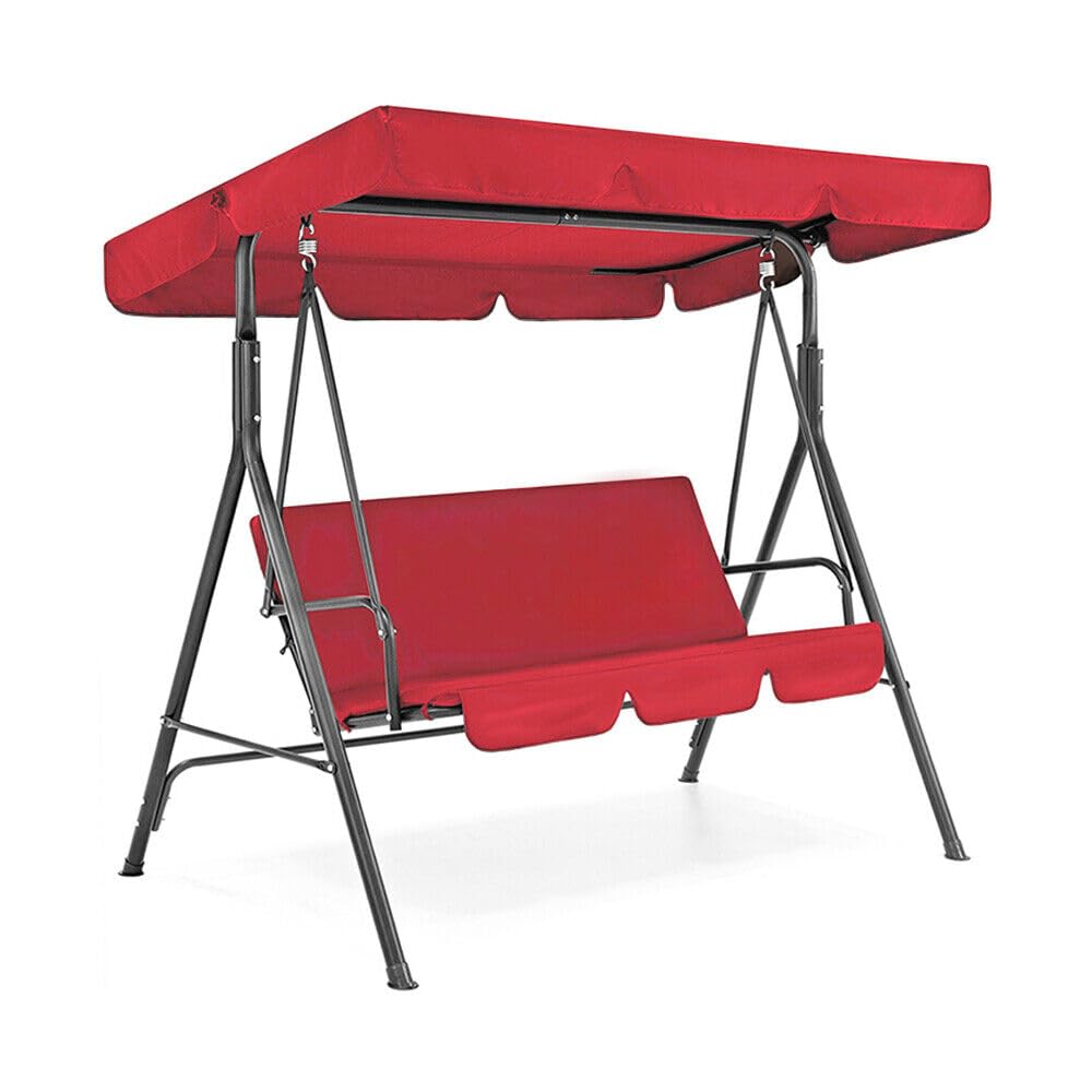 210D Patio Swing Canopy Replacement Top Cover Outdoor Swing Chair Cover Bench Waterproof Rocking Replacement Cover 59x59x4 Inches (Square Red)