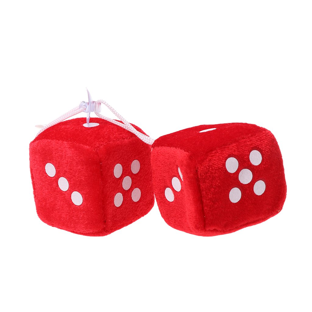 A FEI 1 Pair Fuzzy Dice Dots Rear View Mirror Hanger Decoration Car Styling Accessorie
