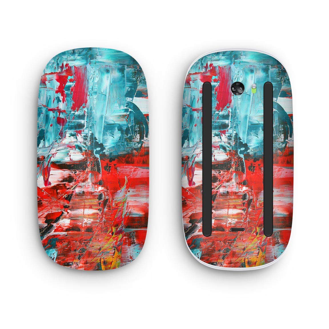 Design Skinz Red and Blue Abstract Oil Painting Vinyl Decal Compatible with The Apple Magic Mouse 2 (Wireless, Rechargable) with Multi-Touch Surface