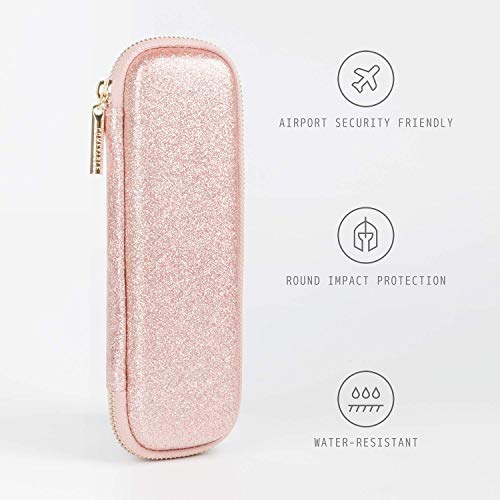 Comfyable Pencil Holder Pencil Case for Apple Pencil, Pen Accessories Elastic Strap Sleeve Protective Carrying Case for Stylus USB Cable AirPods with Mesh Pockets, Rose Gold
