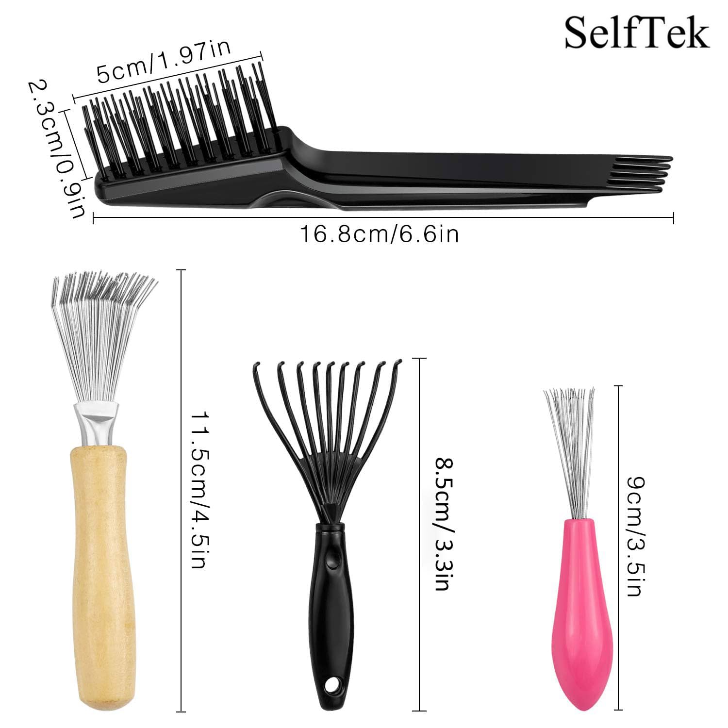 SelfTek 4 Pack Hair Brush Cleaning Tool for Removing Hair and Dust - Home or Salon Use