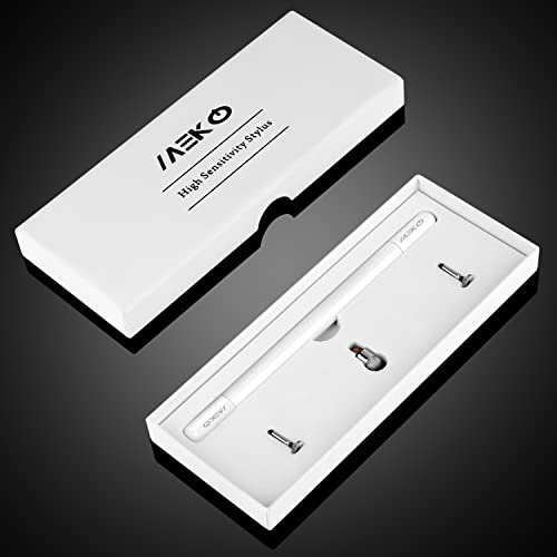 MEKO Stylus Pens for iPad - 2 in 1 Magnetic Cap High Precise Universal Stylus Pencil for Apple/iPhone/iPad/Android/Microsoft All Capacitive Touch Screens Tablets, Phones - White